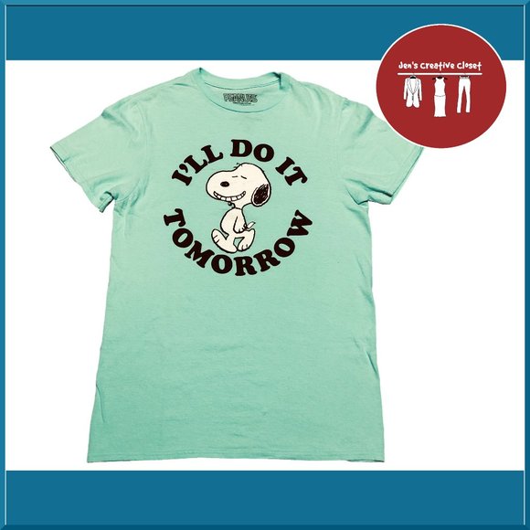 Peanuts | Shirts | Mens Peanuts Light Turquoise Snoopy Ill Do It ...